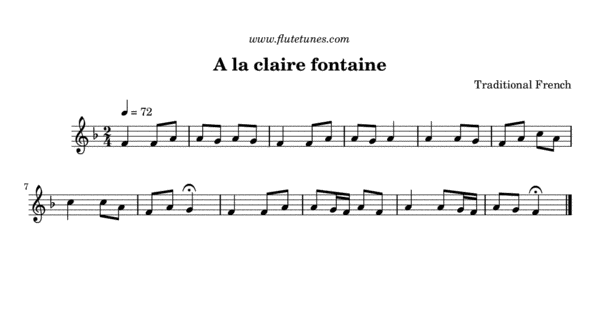 A la claire fontaine (Trad. French) - Free Flute Sheet Music ...