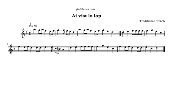 Ai vist lo lop (Trad. French) - Free Flute Sheet Music | flutetunes.com