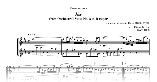 Air on the G String from Orchestral Suite No. 3 in D major (J.S. Bach ...