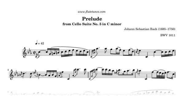 Bach Cello Suite No 5 I-Prelude Free - piefreeware