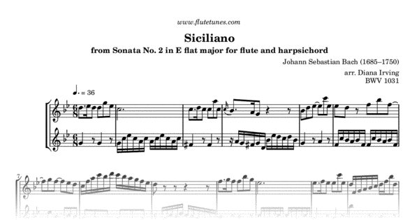 Siciliano from Sonata No. 2 in E-flat major for flute and harpsichord ...