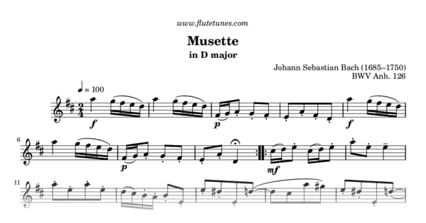 Musette in D major from Notebook for Anna Magdalena Bach (J.S. Bach ...