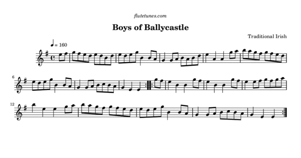 Boys of Ballycastle (Trad. Irish) - Free Flute Sheet Music | flutetunes.com