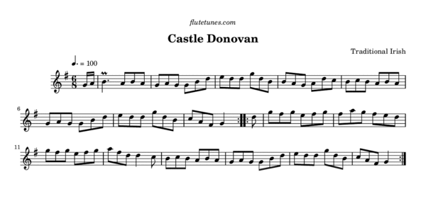 Castle Donovan (Trad. Irish) - Free Flute Sheet Music | flutetunes.com