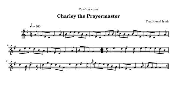 Charley the Prayermaster (Trad. Irish) - Free Flute Sheet Music ...