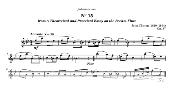 Study No. 15 in B-flat major from A Theoretical and Practical Essay on the Boehm Flute (J ...