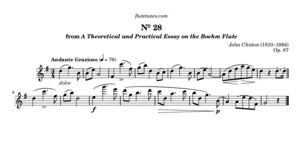 Study No. 28 in G major from A Theoretical and Practical Essay on the Boehm Flute (J. Clinton ...