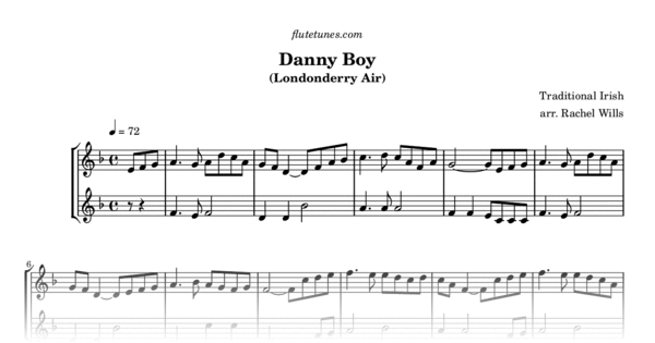 Danny Boy (Trad. Irish) - Free Flute Sheet Music | flutetunes.com