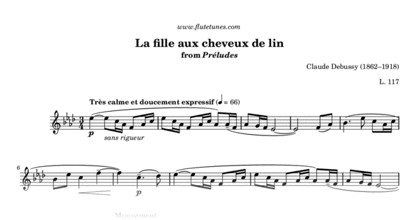 La fille aux cheveux de lin from Préludes, Book 1 (C. Debussy) - Free ...