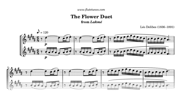 The Flower Duet from Lakmé (L. Delibes) - Free Flute Sheet Music ...