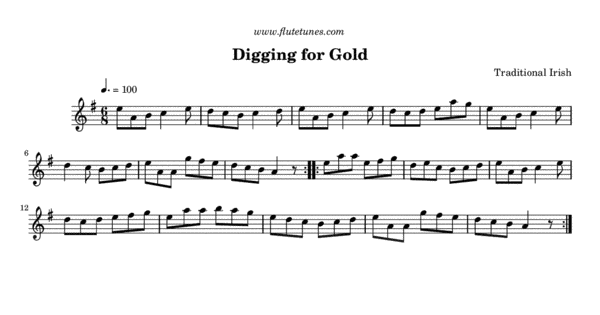 Digging for Gold (Trad. Irish) - Free Flute Sheet Music | flutetunes.com