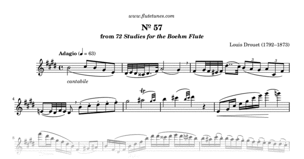 Study No. 57 in E major from 72 Studies for the Boehm Flute (L. Drouet) - Free Flute Sheet Music ...