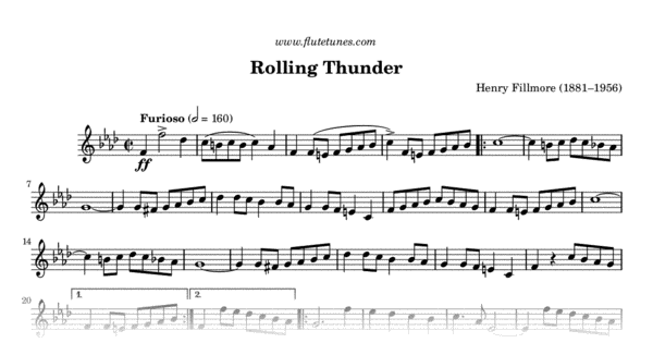 Rolling Thunder (H. Fillmore) - Free Flute Sheet Music | flutetunes.com