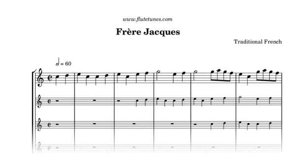 Frère Jacques (Trad. French) - Free Flute Sheet Music | flutetunes.com