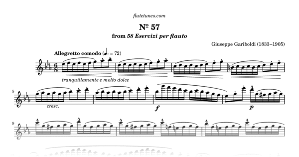 Study No. 57 in E-flat major from 58 Esercizi per flauto (G. Gariboldi) - Free Flute Sheet Music ...