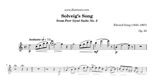 Solveig's Song from Peer Gynt Suite No. 2 (E. Grieg) - Free Flute Sheet ... Solveig's Song from Peer Gynt Suite No. 2 (E. Grieg) - Free Flute Sheet ...