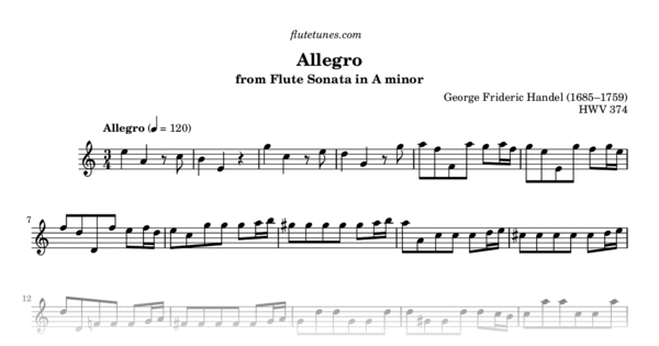 Allegro From Flute Sonata In A Minor Halle Sonata No 1 G F Handel