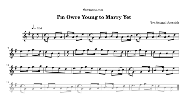 I'm Owre Young to Marry Yet (Trad. Scottish) - Free Flute Sheet Music ...