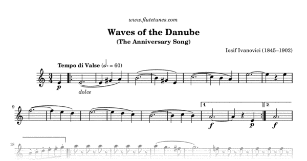 Waves of the Danube (I. Ivanovici) - Free Flute Sheet Music ...