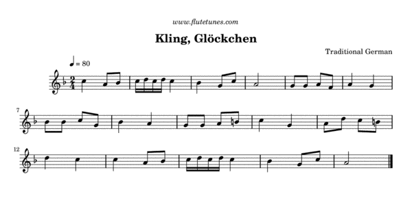 Kling, Glöckchen (Trad. German) - Free Flute Sheet Music | flutetunes.com