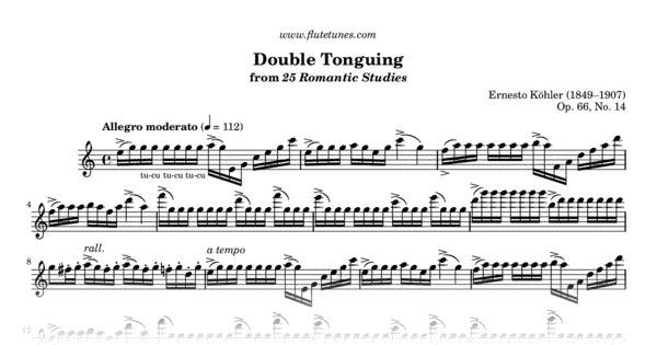 Double Tonguing from 25 Romantic Studies (E. Köhler) - Free Flute Sheet ...