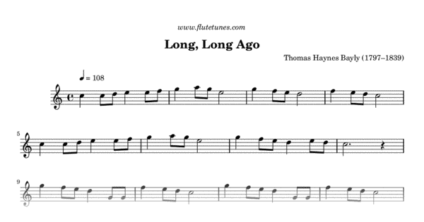 Long, Long Ago (T.H. Bayly) - Free Flute Sheet Music | flutetunes.com