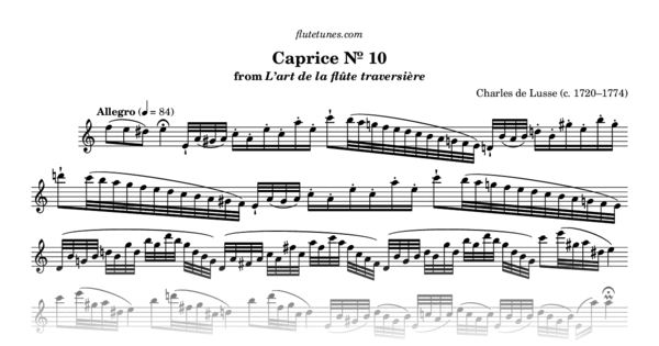 Caprice No. 10 from L’art de la flûte traversière (C. de Lusse) - Free Flute Sheet Music ...