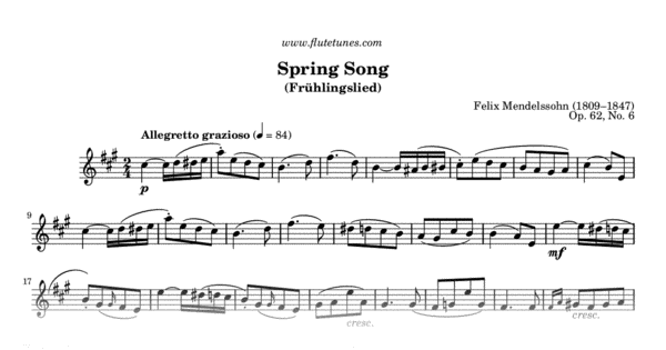 Spring Song from Songs without Words, Book 5 (F. Mendelssohn) - Free ...