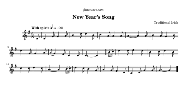 New Year's Song (Trad. Irish) - Free Flute Sheet Music | flutetunes.com