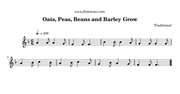 Oats, Peas, Beans and Barley Grow (Traditional) - Free Flute Sheet ...
