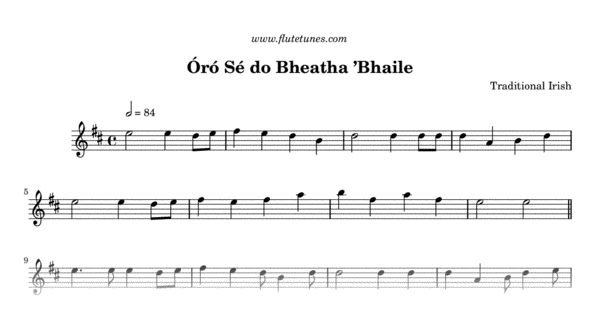 Óró Sé do Bheatha 'Bhaile (Trad. Irish) - Free Flute Sheet Music ...