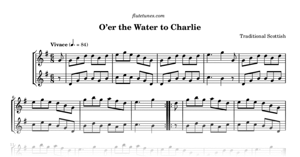 O'er the Water to Charlie (Trad. Scottish) - Free Flute Sheet Music ...