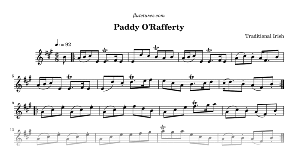 Paddy O'Rafferty (Trad. Irish) - Free Flute Sheet Music | flutetunes.com