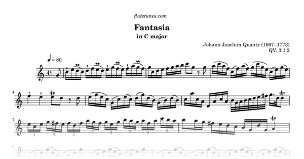 Fantasia in C major (J.J. Quantz) - Free Flute Sheet Music | flutetunes.com