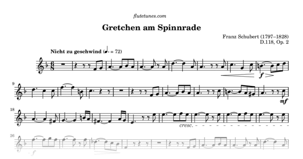 Gretchen am Spinnrade (F. Schubert) - Free Flute Sheet Music ...