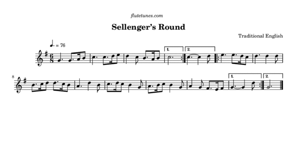Sellenger's Round (Trad. English) - Free Flute Sheet Music | flutetunes.com