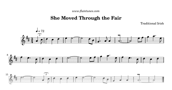She Moved Through the Fair (Trad. Irish) - Free Flute Sheet Music ...
