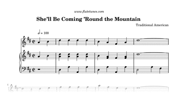 She'll Be Coming 'Round the Mountain (Trad. American) - Free Flute ...