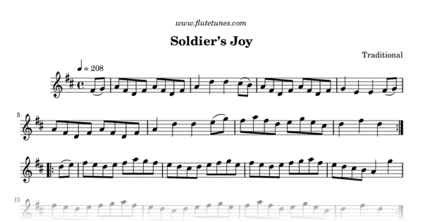 Soldier's Joy (Traditional) - Free Flute Sheet Music | flutetunes.com