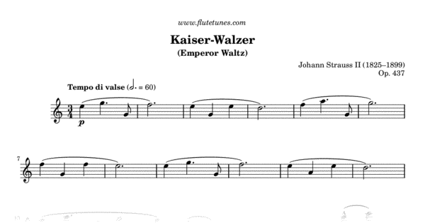 Kaiser-Walzer (J. Strauss II) - Free Flute Sheet Music | flutetunes.com