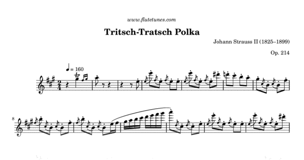 Tritsch-Tratsch Polka (J. Strauss II) - Free Flute Sheet Music ...