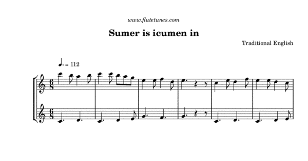 Sumer is icumen in (Trad. English) - Free Flute Sheet Music ...