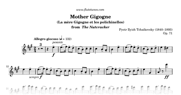 Mother Gigogne from The Nutcracker (P.I. Tchaikovsky) - Free Flute ...