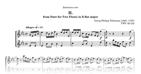 Allegro from Duet for Two Flutes in E-flat major, TWV 40:132 (G.P ...