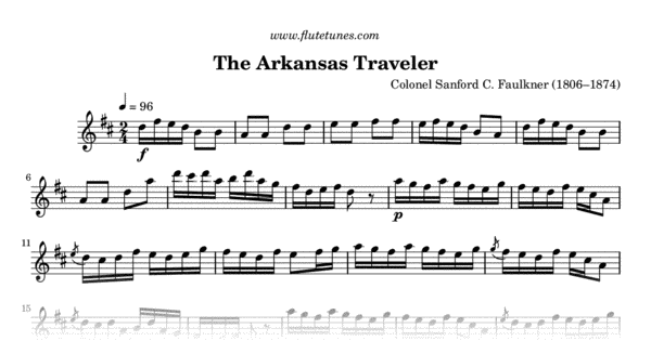 The Arkansas Traveler (S. Faulkner) - Free Flute Sheet Music ...