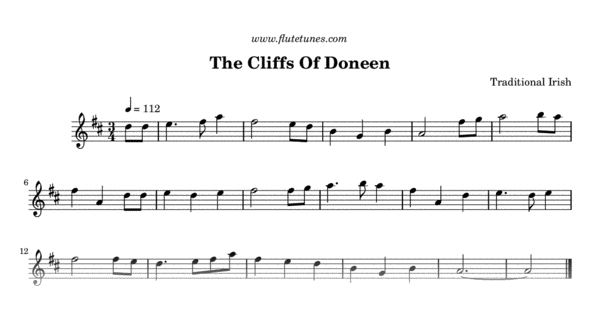 The Cliffs of Doneen (Trad. Irish) - Free Flute Sheet Music ...