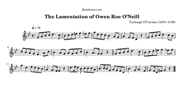 The Lamentation of Owen Roe O'Neill (T. Carolan) - Free Flute Sheet ... The Lamentation of Owen Roe O'Neill (T. Carolan) - Free Flute Sheet ...