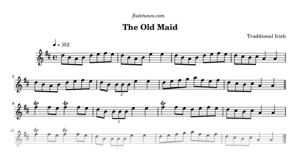 The Old Maid (Trad. Irish) - Free Flute Sheet Music | flutetunes.com