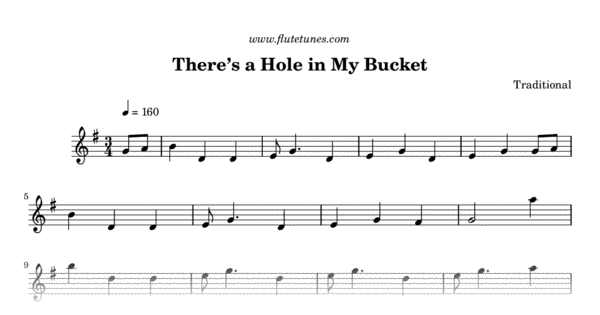 There's a Hole in My Bucket (Traditional) - Free Flute Sheet Music ...