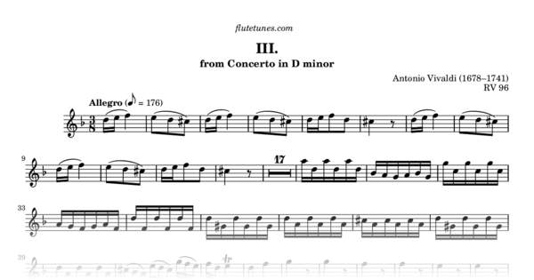 Allegro from Chamber Concerto in D minor (A. Vivaldi) - Free Flute ...
